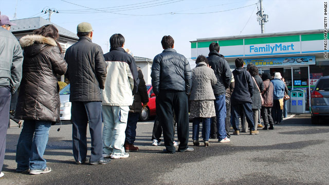 Japan Tsunami Queueing Crowd Control