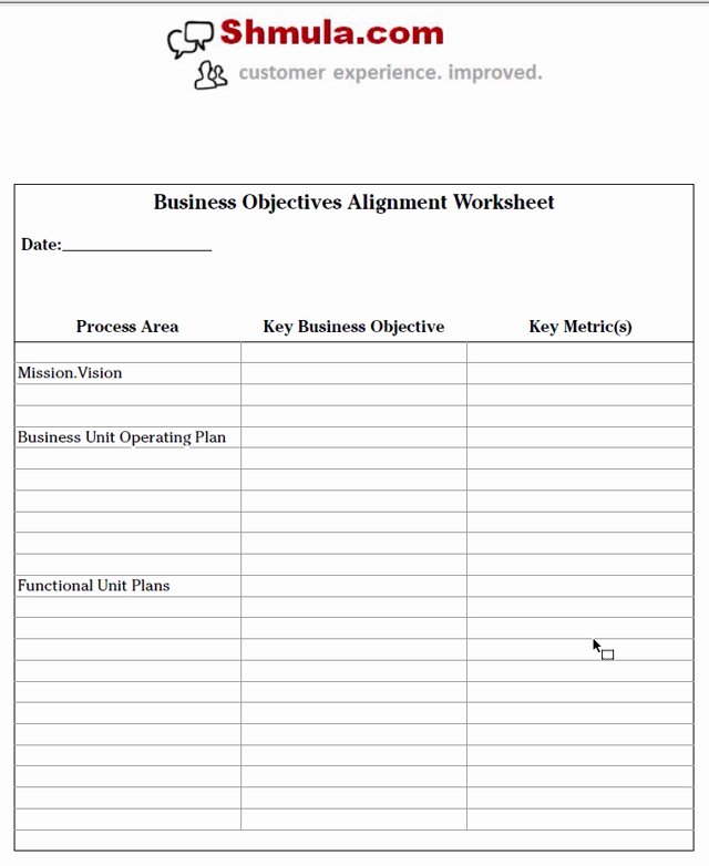 Business Objectives Alignment Worksheet
